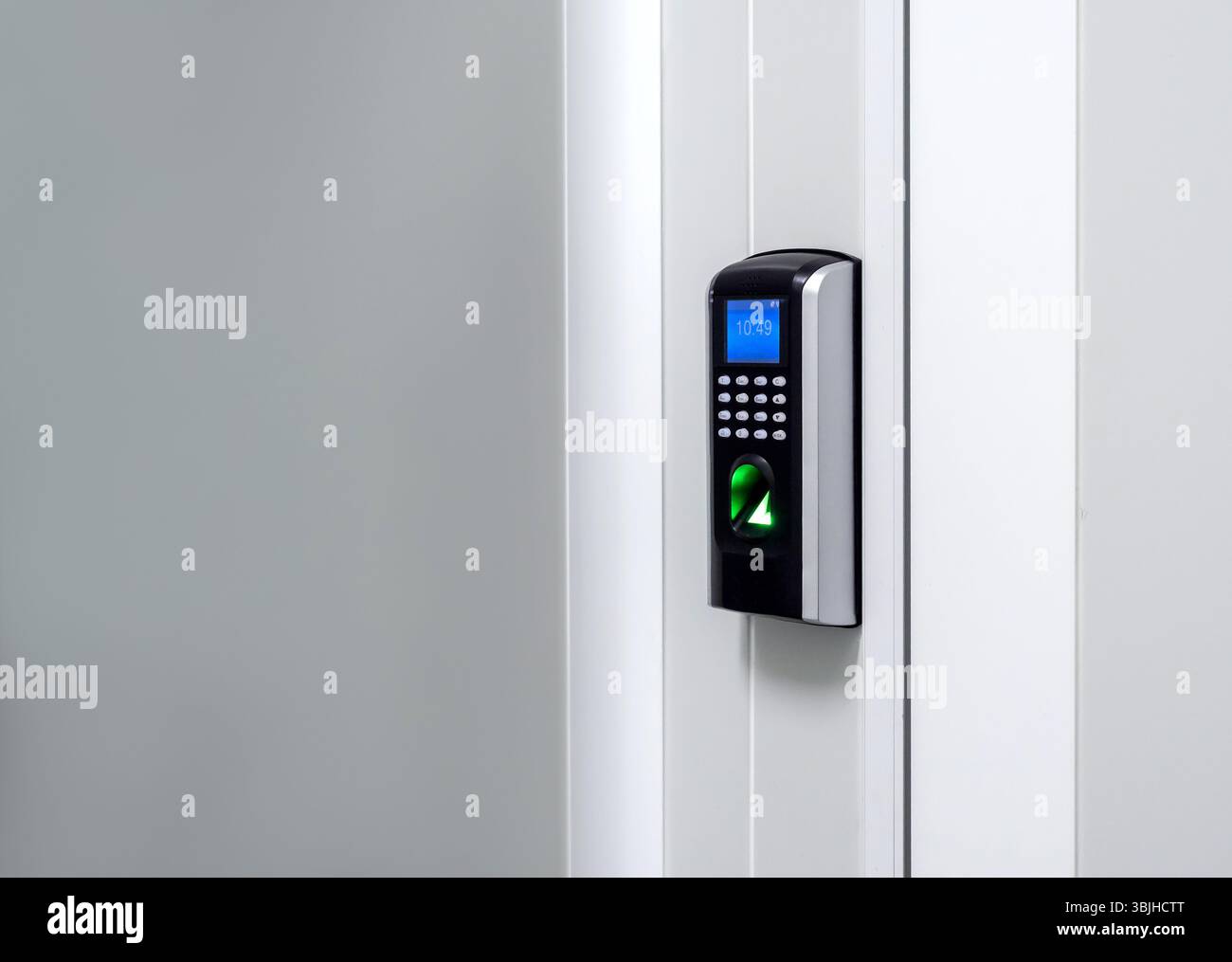 Digital screen with finger scanner and passcode panel, modern door ...