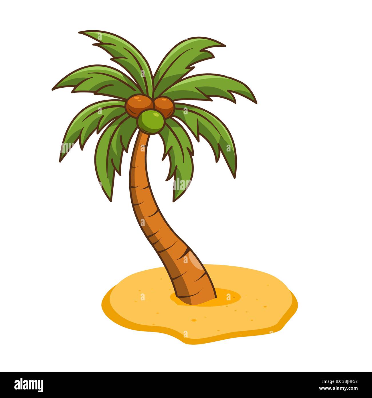 Palm trees coconuts on sandy Stock Vector Images - Alamy