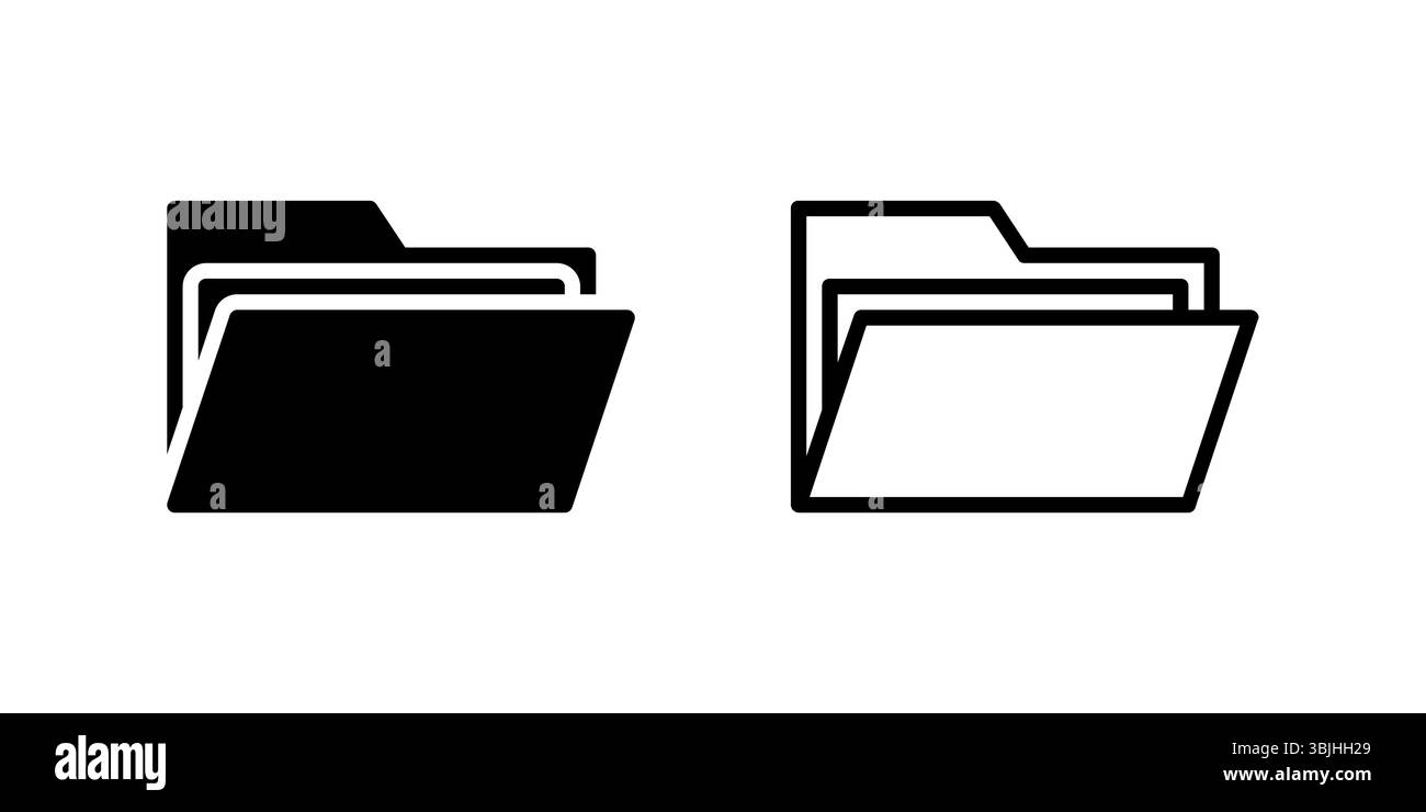 Folder icon set for file management and organization design Stock ...
