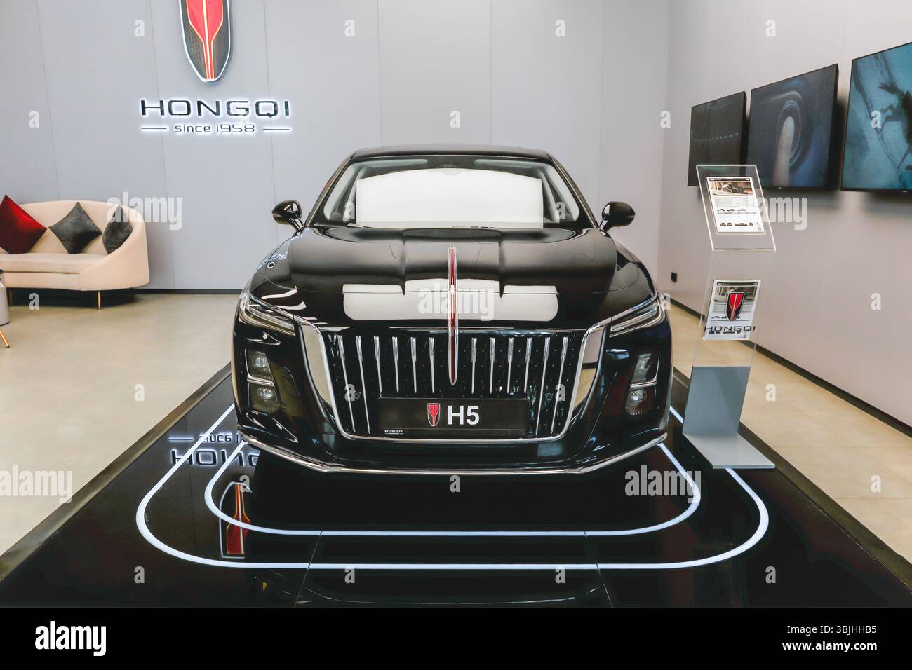 Almaty, Kazakhstan - June 11, 2025: New black Hongqi H5 car on a ...