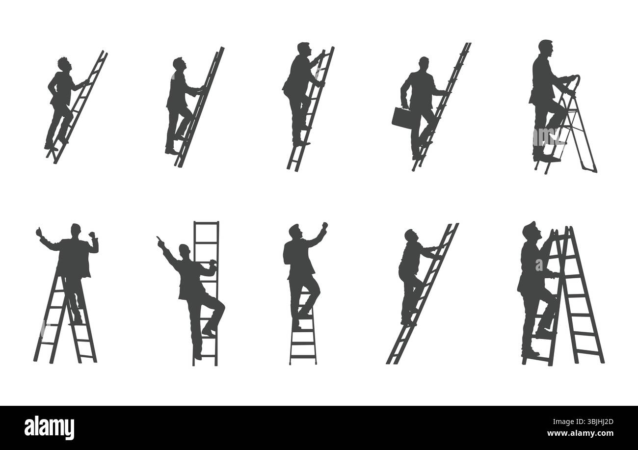 Silhouette of man standing on ladder Stock Vector Images - Alamy