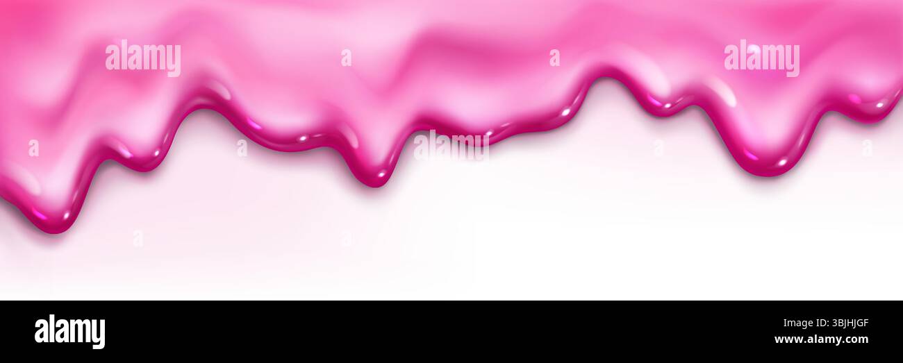 Pink ice cream melt dripping down - glossy liquid strawberry dessert ...