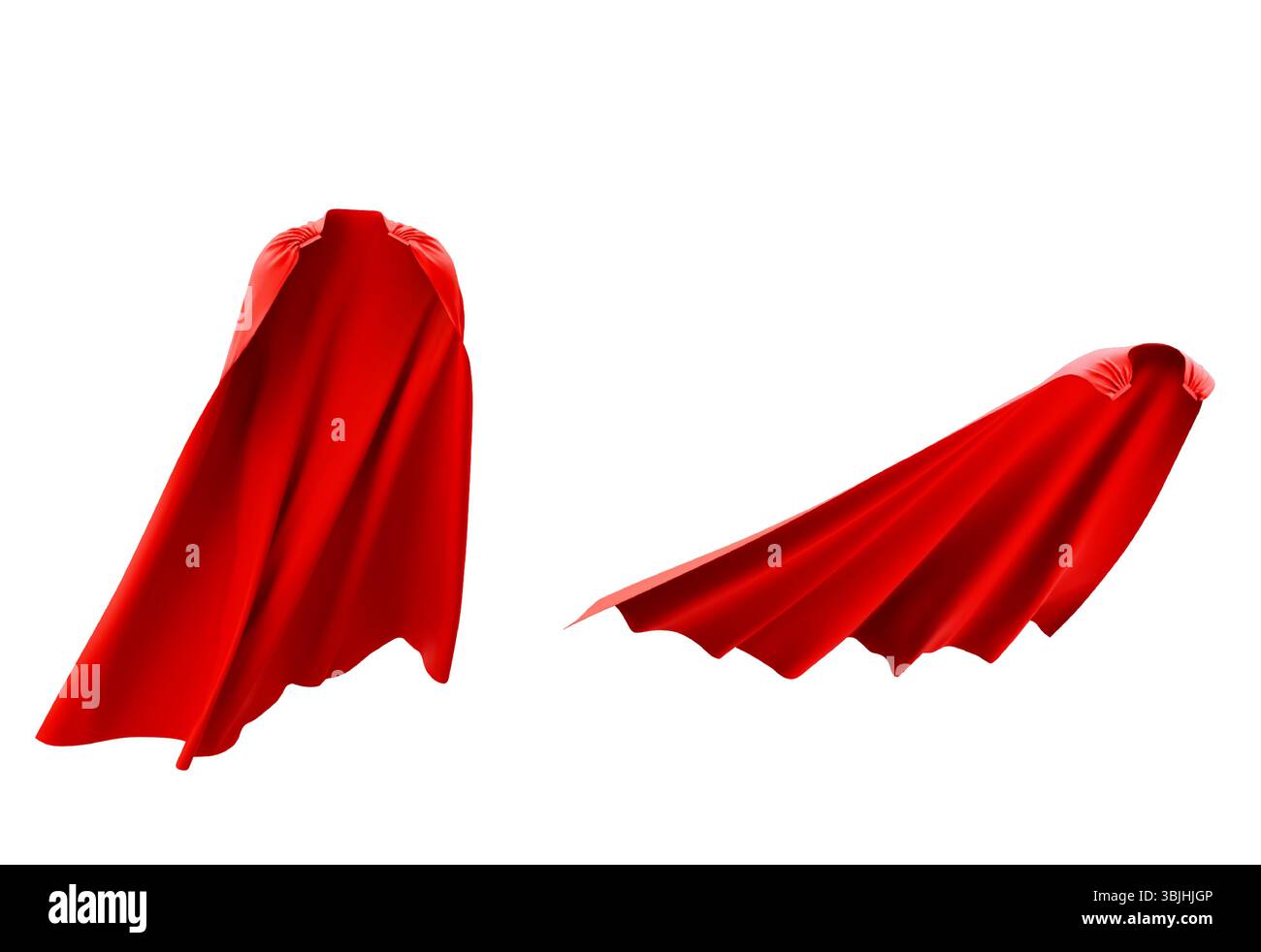 Flowing red cape set - superhero costume fabric in dramatic motion ...