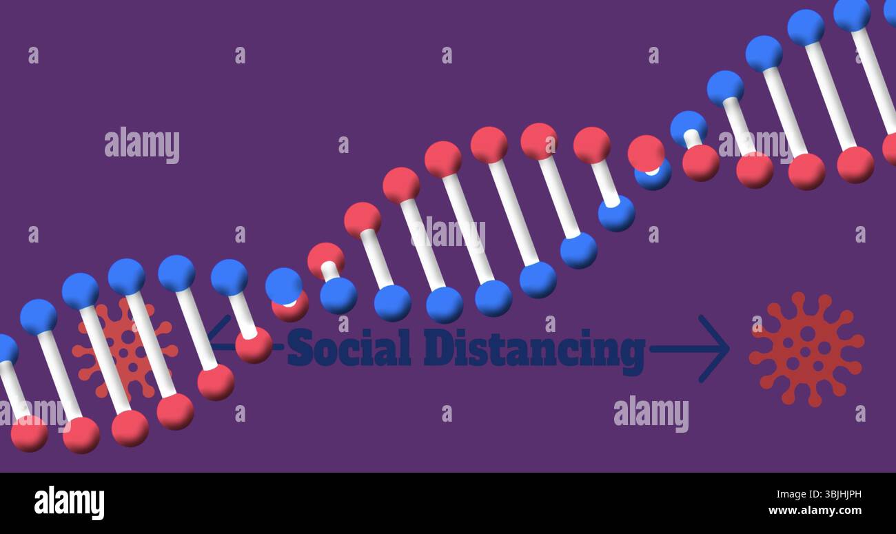 Showing DNA double helix twisting on purple field, with Social ...
