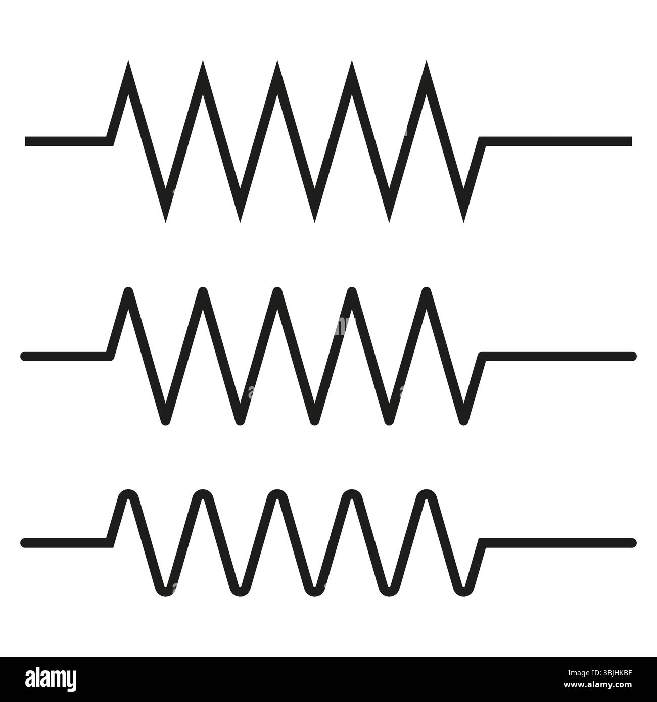 Signal wave icon. Zigzag waveform illustration. Three vector lines ...