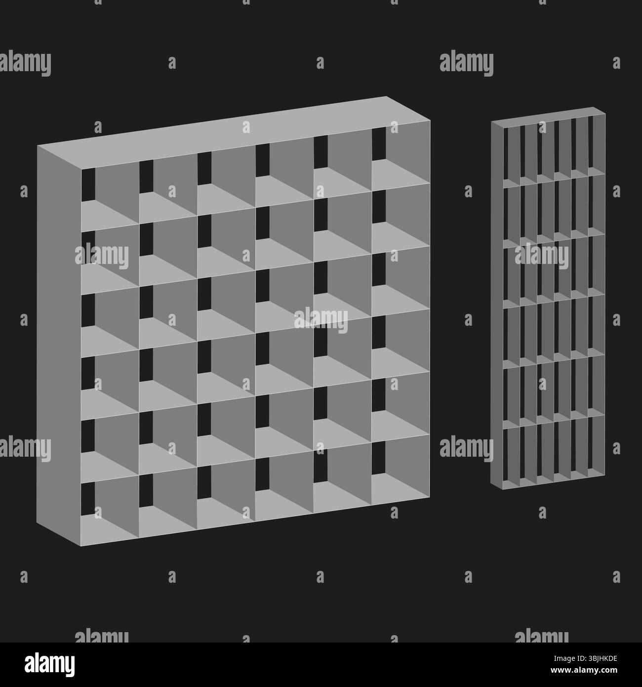3D mesh grid. Isometric vector blocks. Volumetric square layout. Modern ...