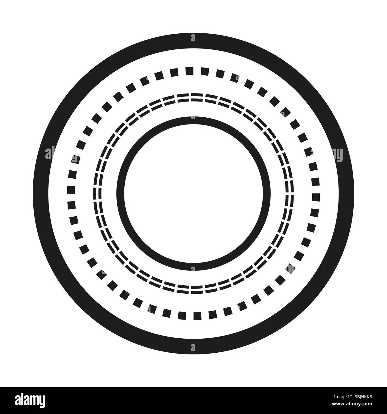 Circular ring form. Centered layered design. Black white vector ...