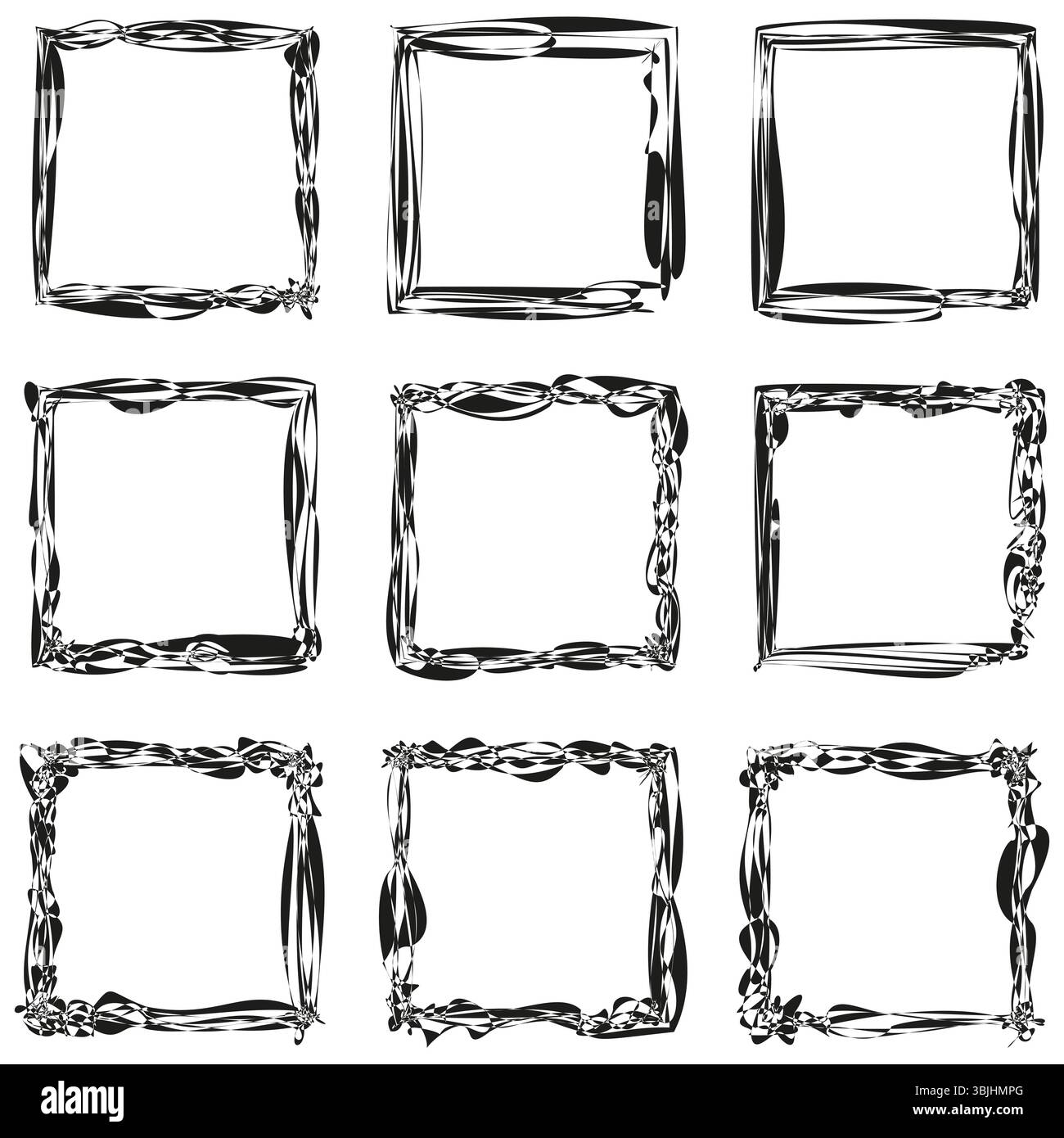 Wavy frame shape. Abstract border vector. Dynamic contour icon. White ...