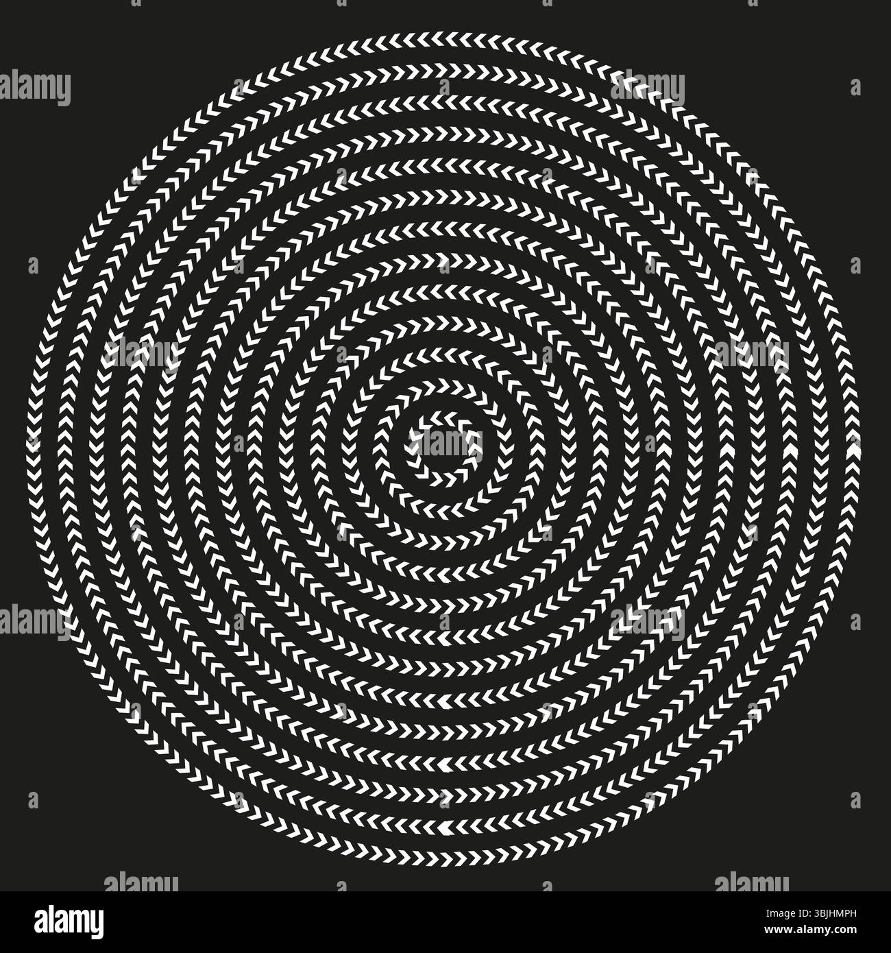 Concentric circle rings. Vector radial pattern. Monochrome illusion ...