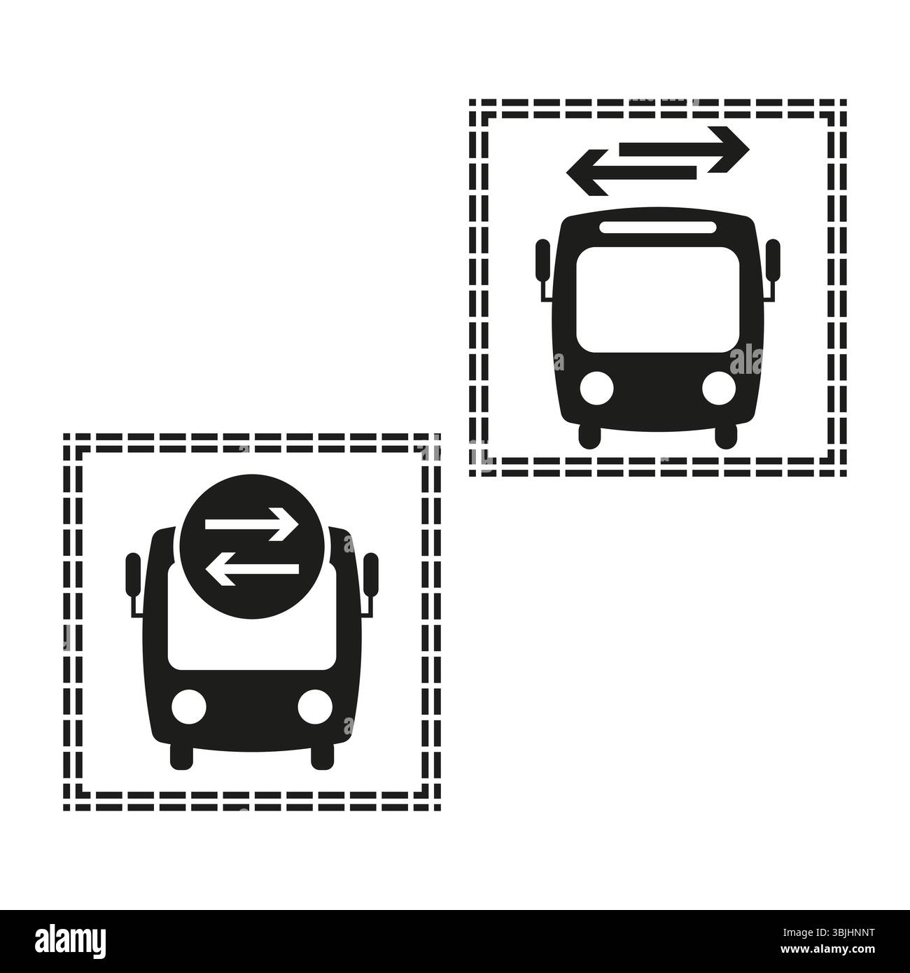Bus route symbol. Transport direction icon. Arrows vector sign. Square ...