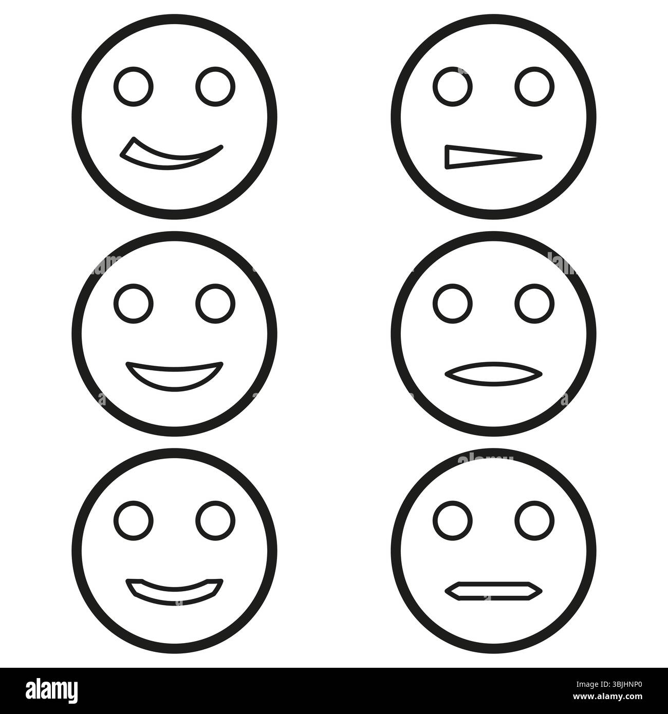 Outlined smiley icons. Hollow emoji faces. Mood circle set. Vector ...