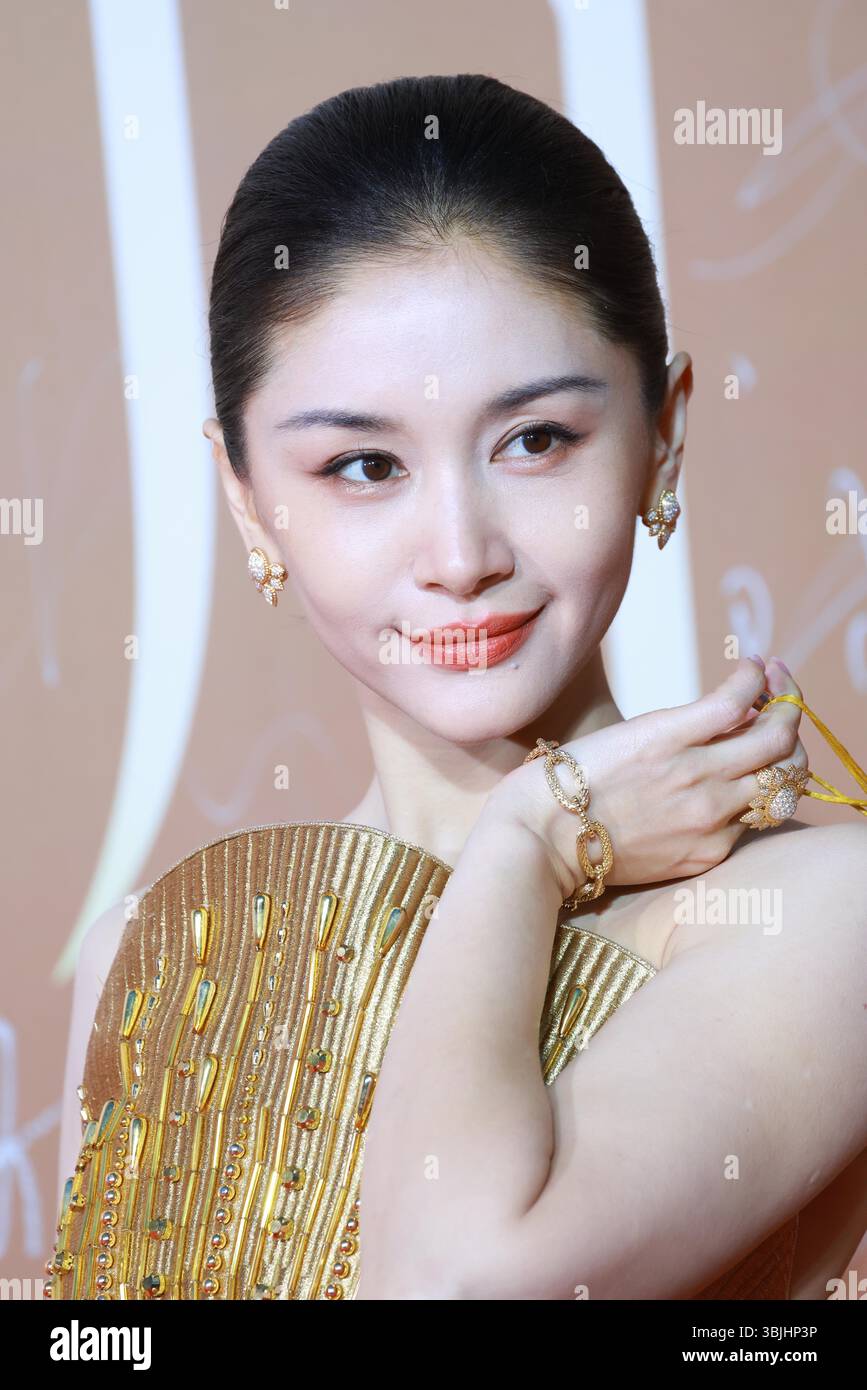 Chinese actress Wang Ziwen attends a Dior activity in Shanghai, China ...