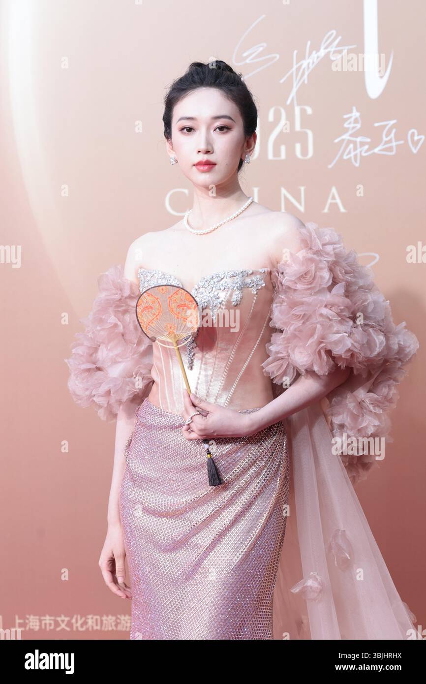Chinese singer and actress Liu Lingzi attends an activity in Shanghai ...