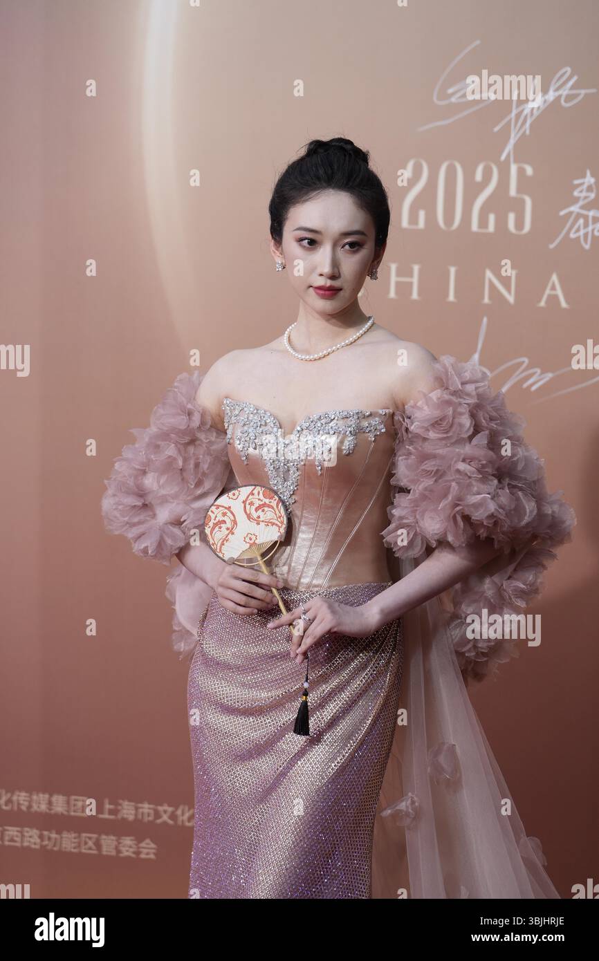 Chinese singer and actress Liu Lingzi attends an activity in Shanghai ...