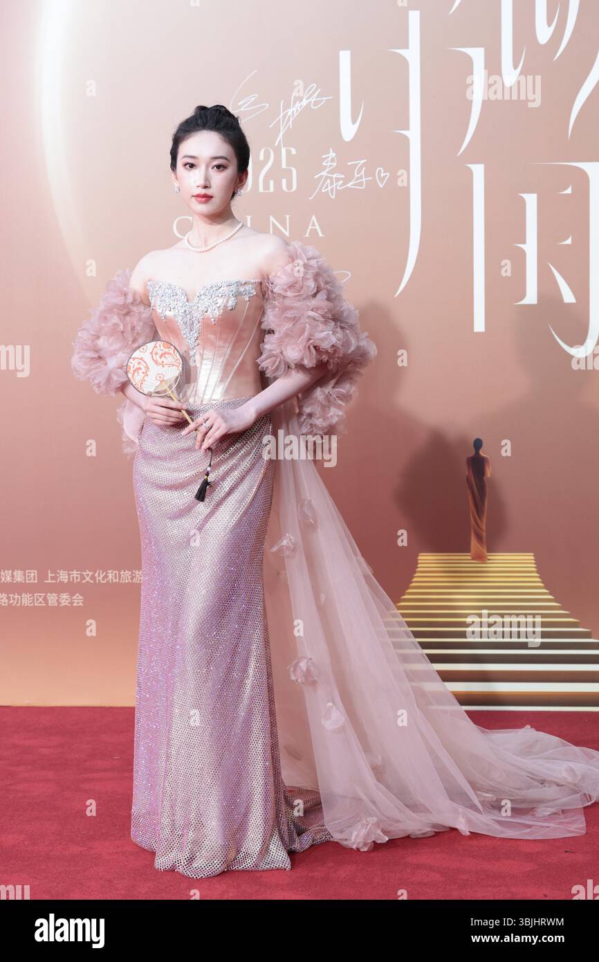 Chinese singer and actress Liu Lingzi attends an activity in Shanghai ...
