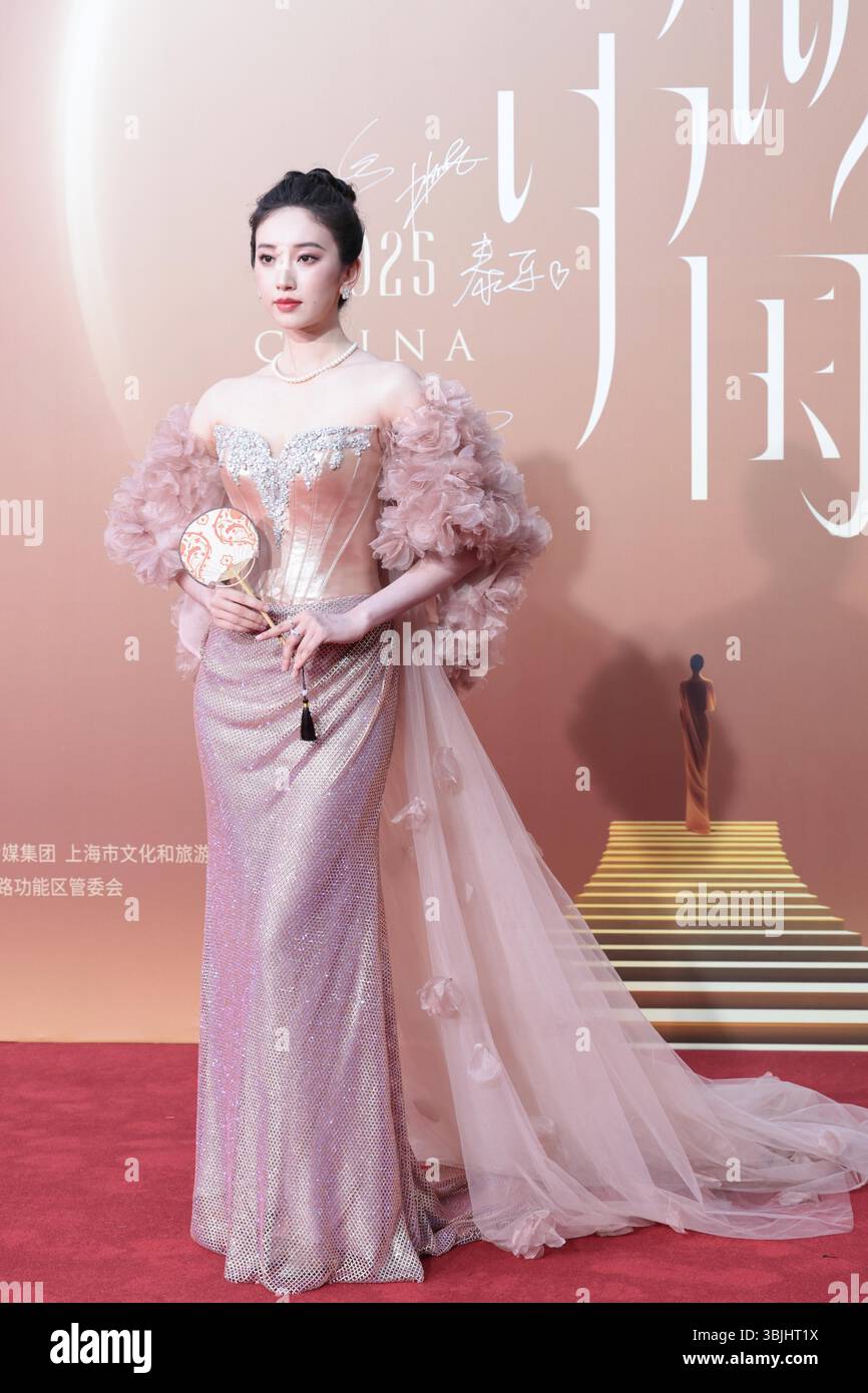 Chinese singer and actress Liu Lingzi attends an activity in Shanghai ...
