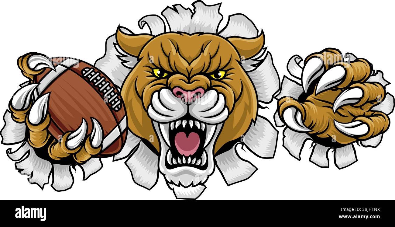 Cougar Panther Mountain Lion Puma Football Mascot Stock Vector Image ...