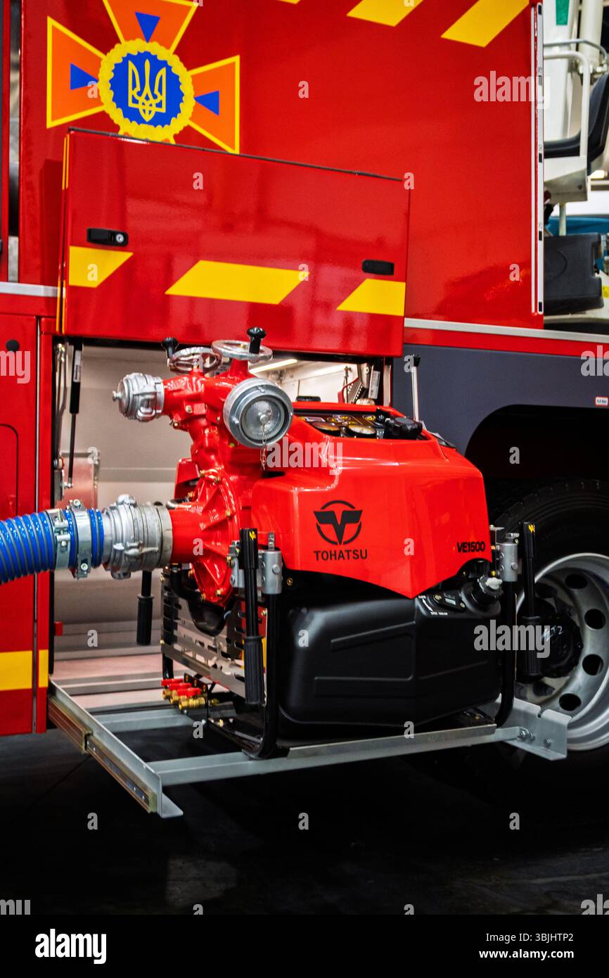 Ukraine, Kyiv - May, 27, 2025:Close Up Fire Engine Showing Firefighting ...
