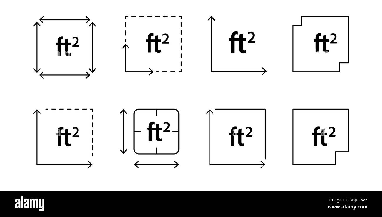 Measuring area in square feet icon with FT2 sign. Floor plan, home ...