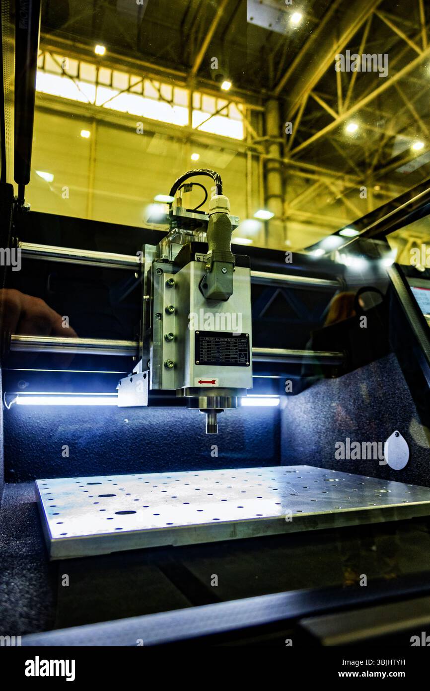 Precision Cutting Machine at Work High Tech Equipment for Engineering and Manufacturing ...