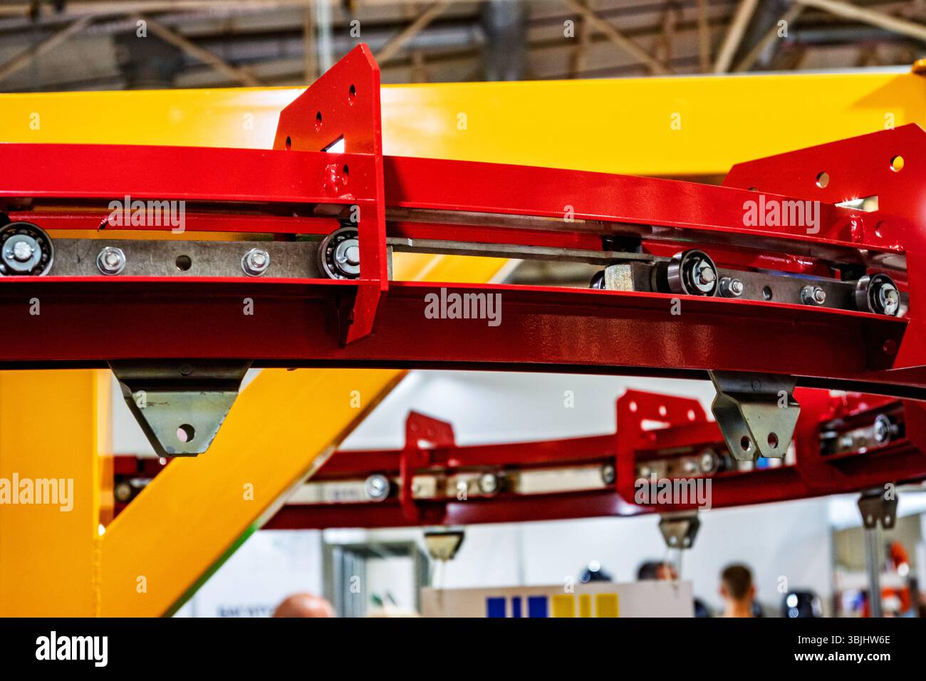 Industrial Conveyor System Construction Red and Yellow Metal Structure ...