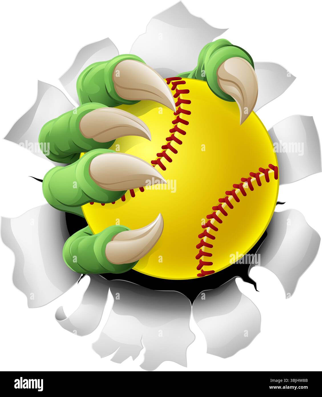 Claw Softball Baseball Ball Dragon Monster Hand Stock Vector Image ...