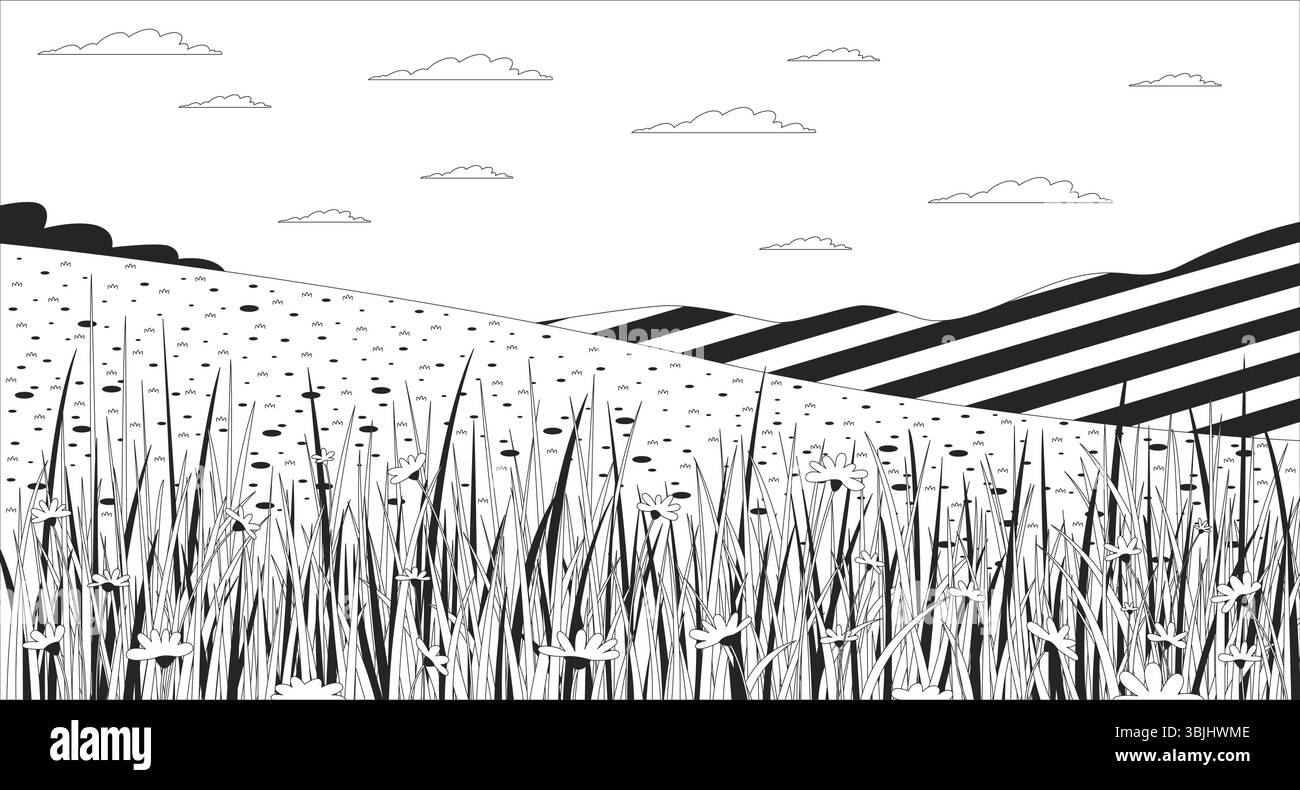 Hillside of wildflowers Stock Vector Images - Alamy