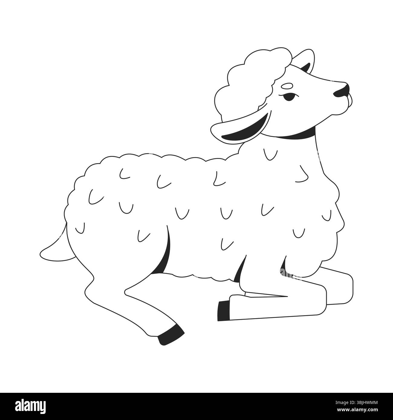 Lamb lying down in peaceful pose 2D line character Stock Vector Image ...