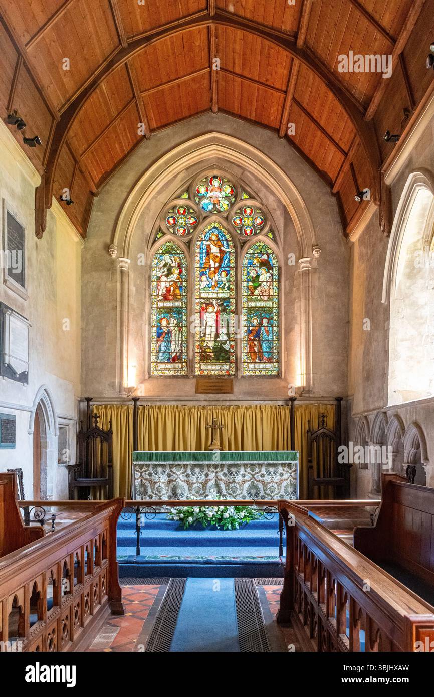Interior of St Mary's Church in Buriton village, Hampshire, England, UK ...