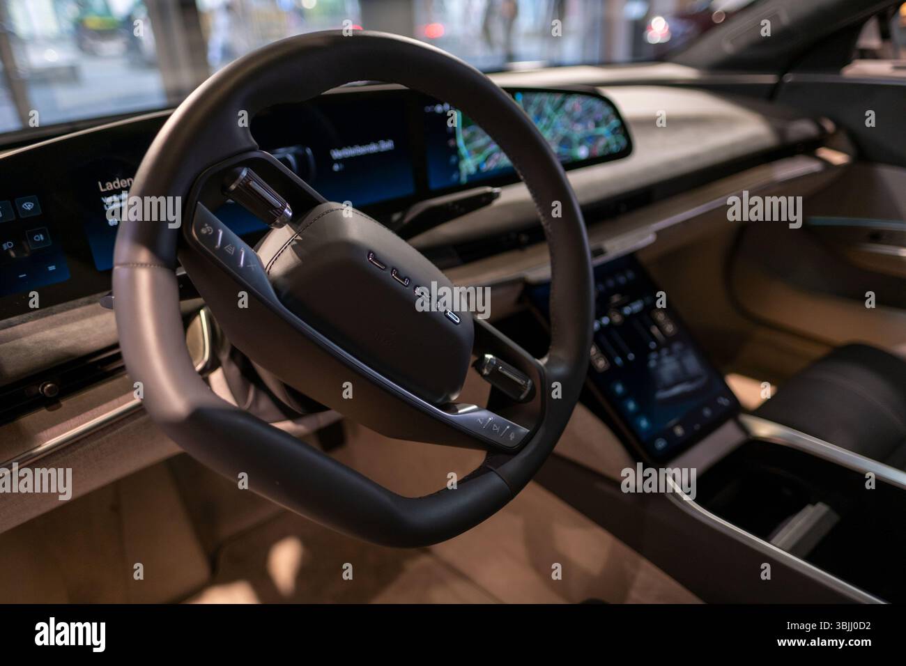 steering wheel, Interior electric Lucid Air, battery electric 4-door ...