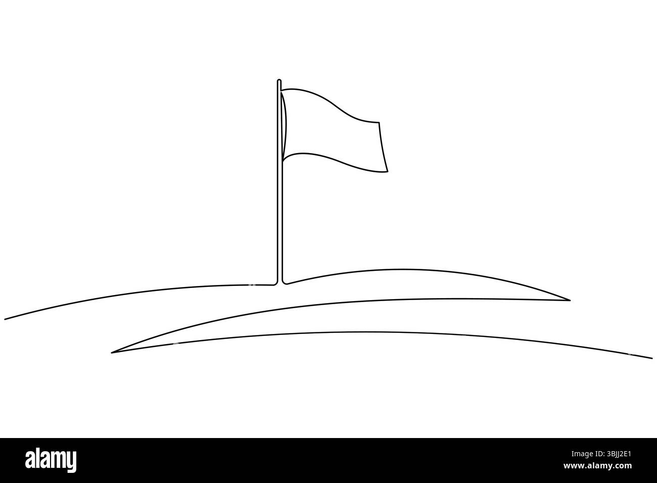 National flag on pole continuous one line drawing minimalist style ...
