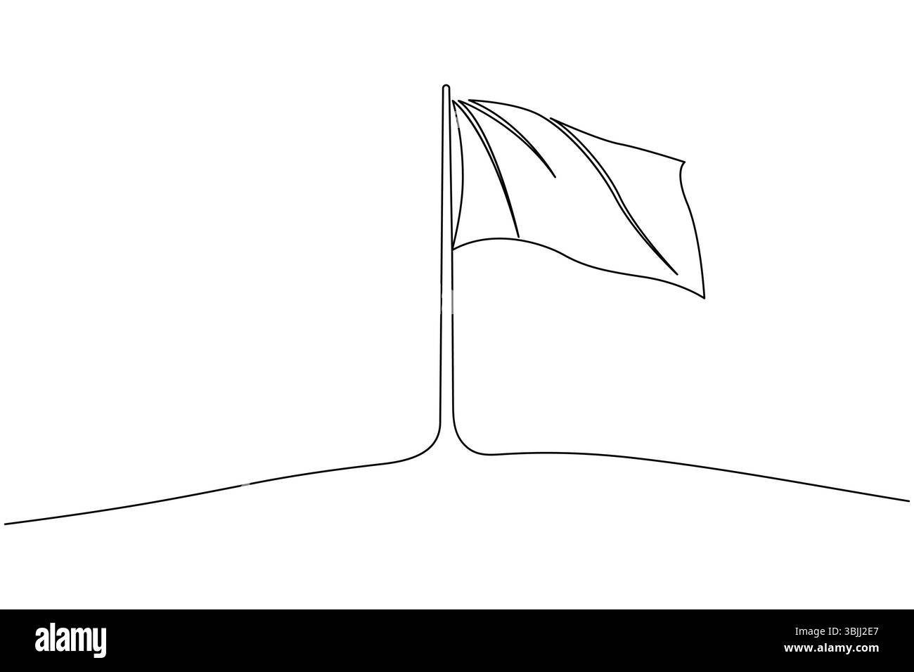 National flag on pole continuous one line drawing minimalist style ...