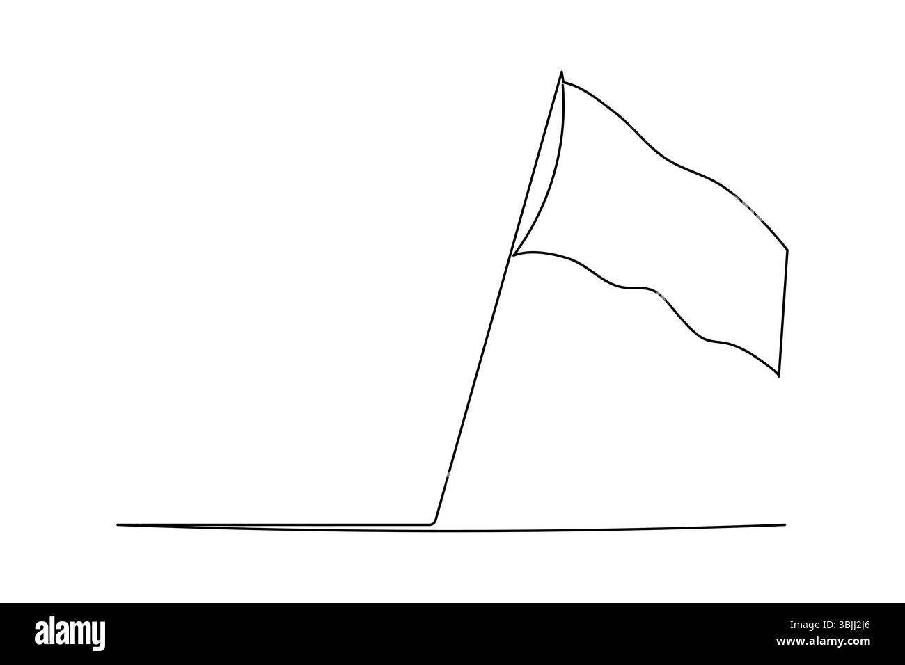 National flag on pole continuous one line drawing minimalist style ...