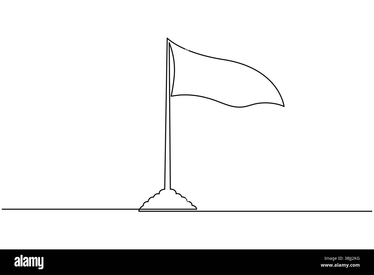National flag on pole continuous one line drawing minimalist style ...