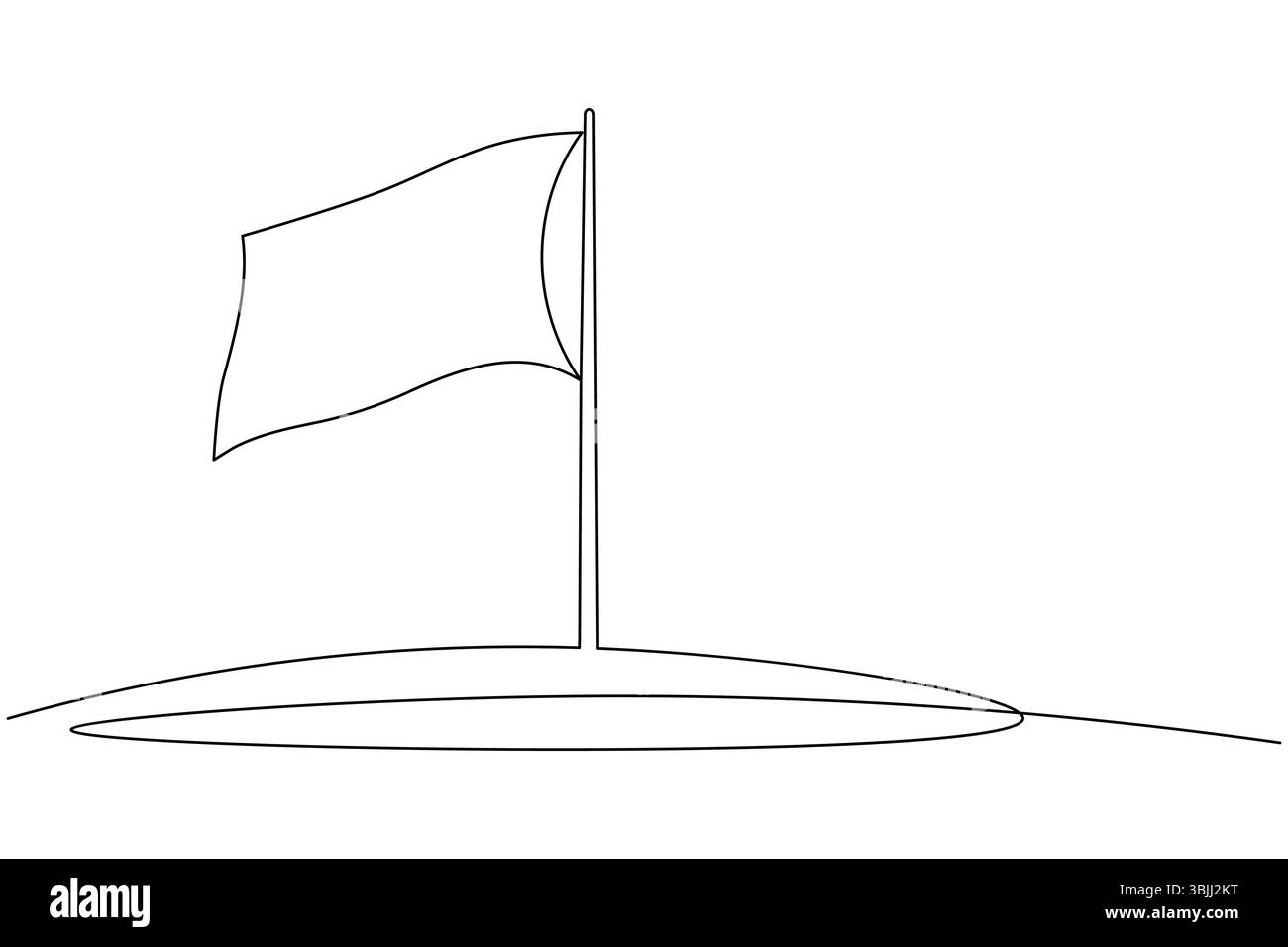 National flag on pole continuous one line drawing minimalist style ...