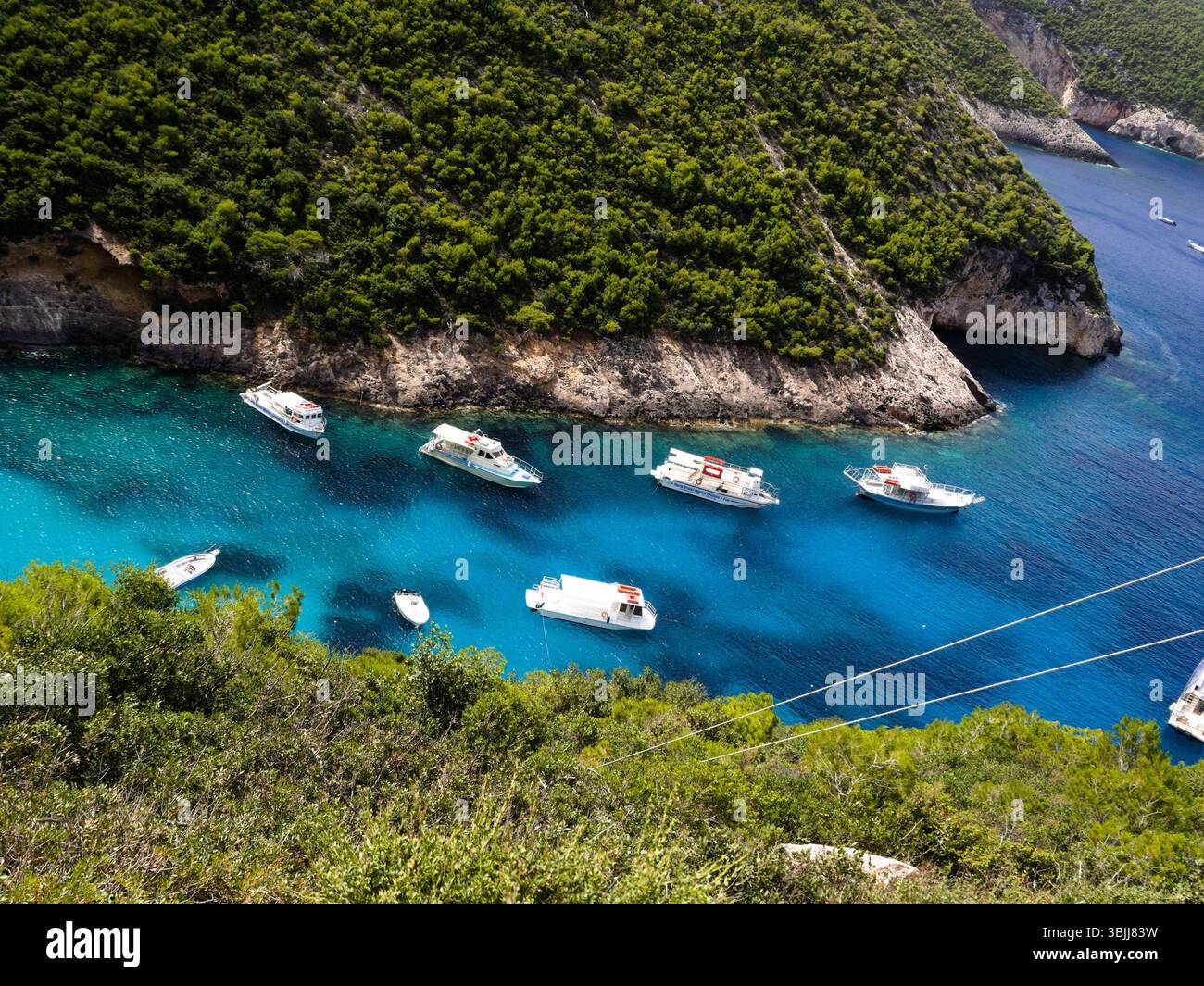 Aerial photo of Porto Limnionas on Zante, Greece, with vivid turquoise ...
