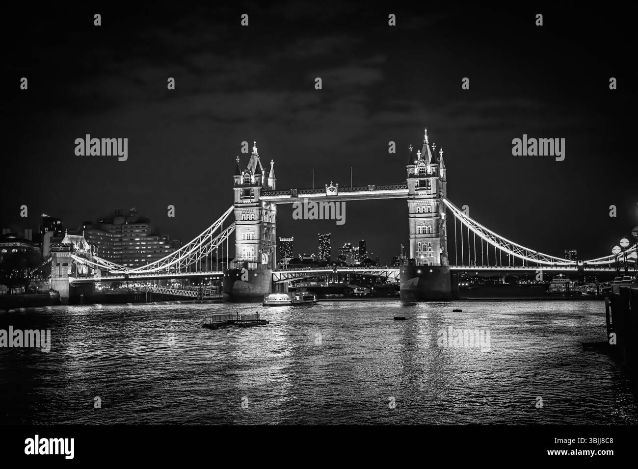 Black and white view over the architecture of Tower Bridge Stock Photo ...