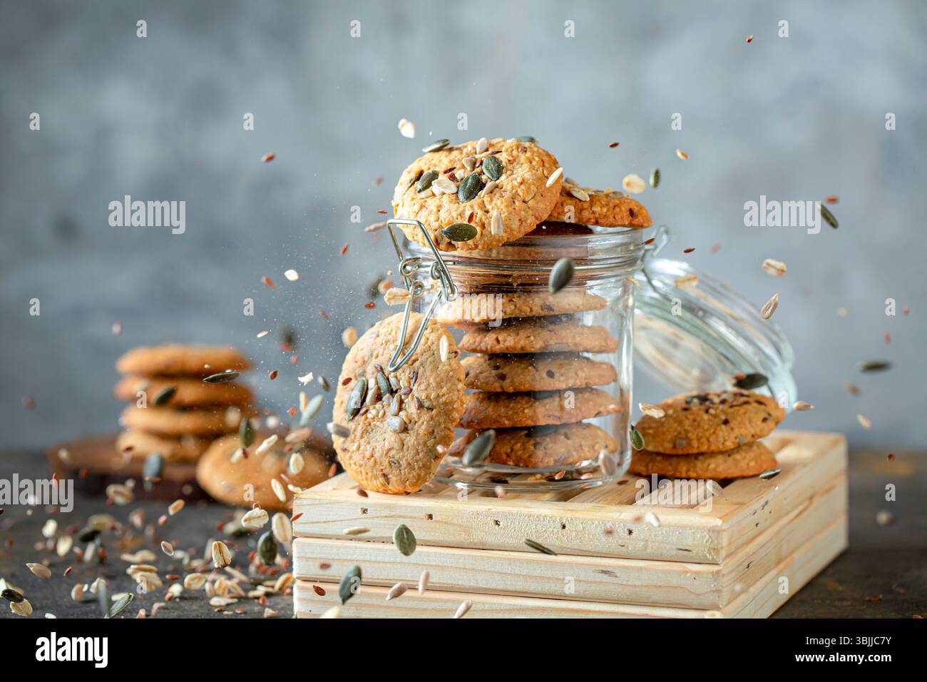 Healthy seed cookie chips, made with nutrient-rich seeds Stock Photo ...