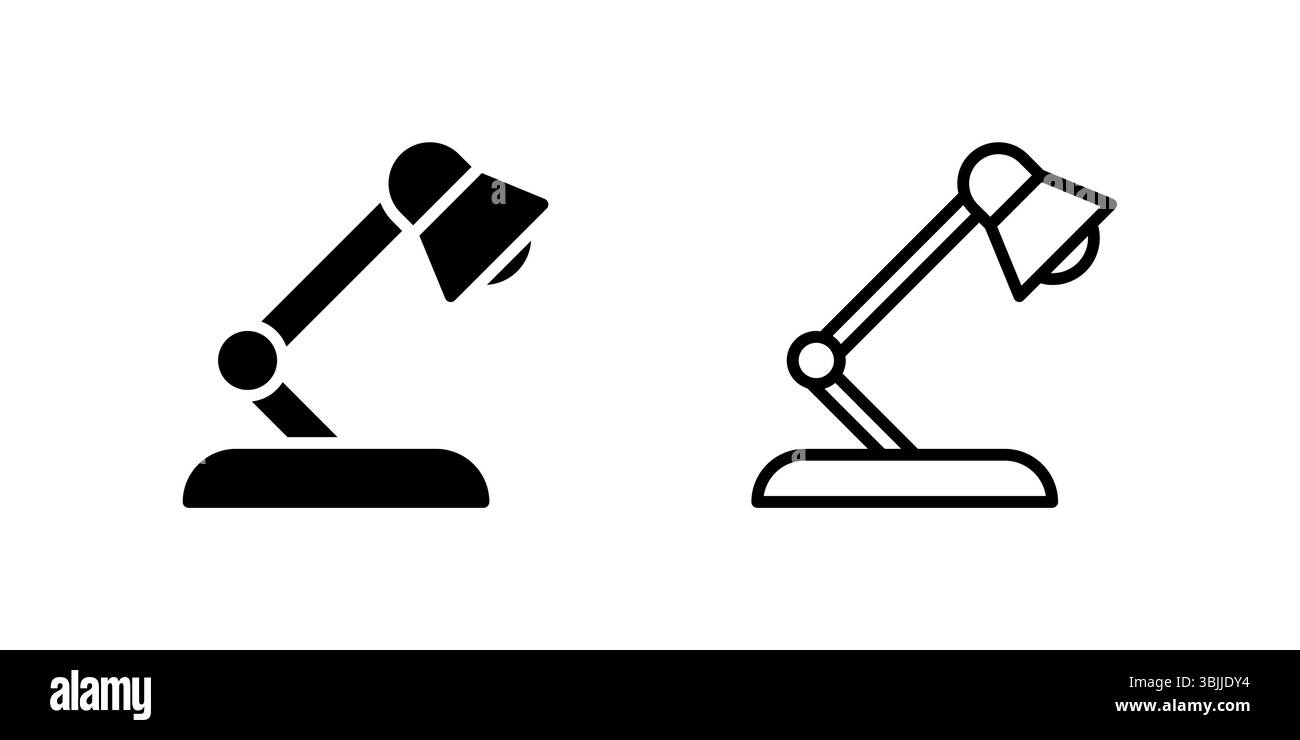 Table lamp icon set for focused lighting and reading spaces Stock ...