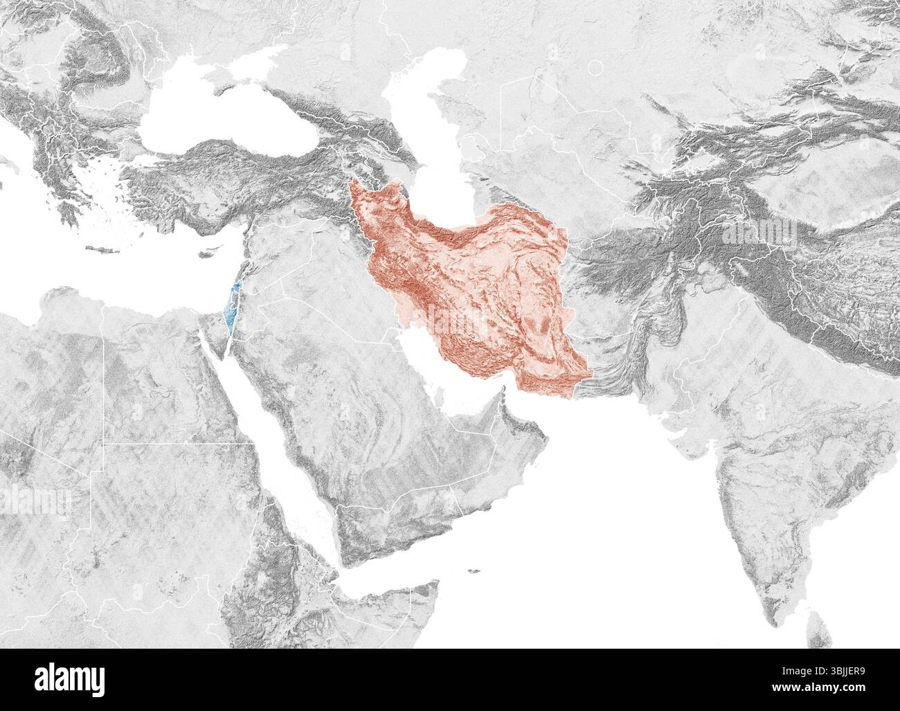 Satellite view of Iran map and borders, physical map Middle East ...