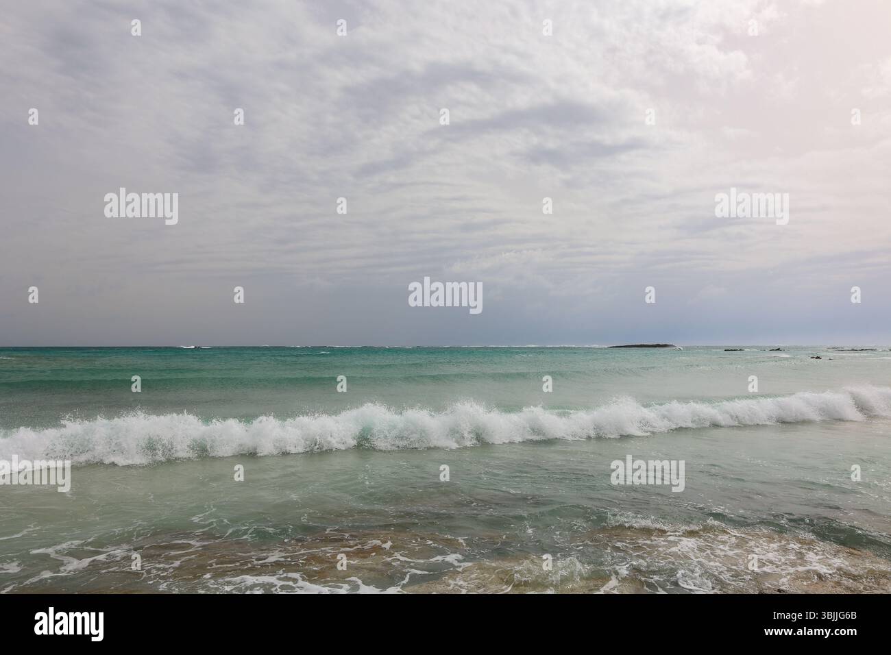 Moody coastal landscape at Elafonissi Beach, Crete, Greece, with purple ...