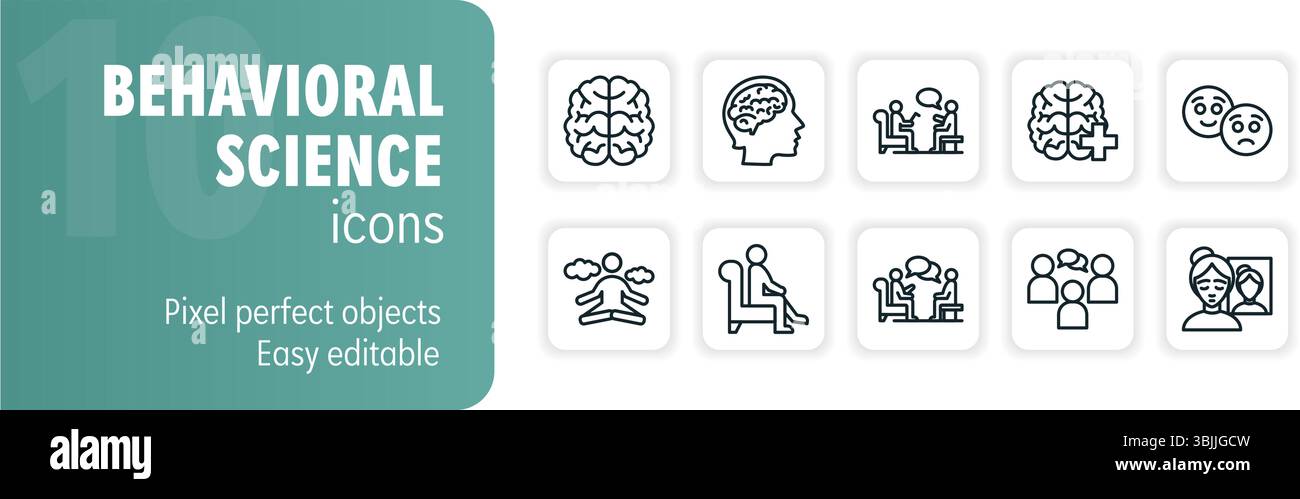 Set of behavioral science icons depicting human psychology Stock Vector ...
