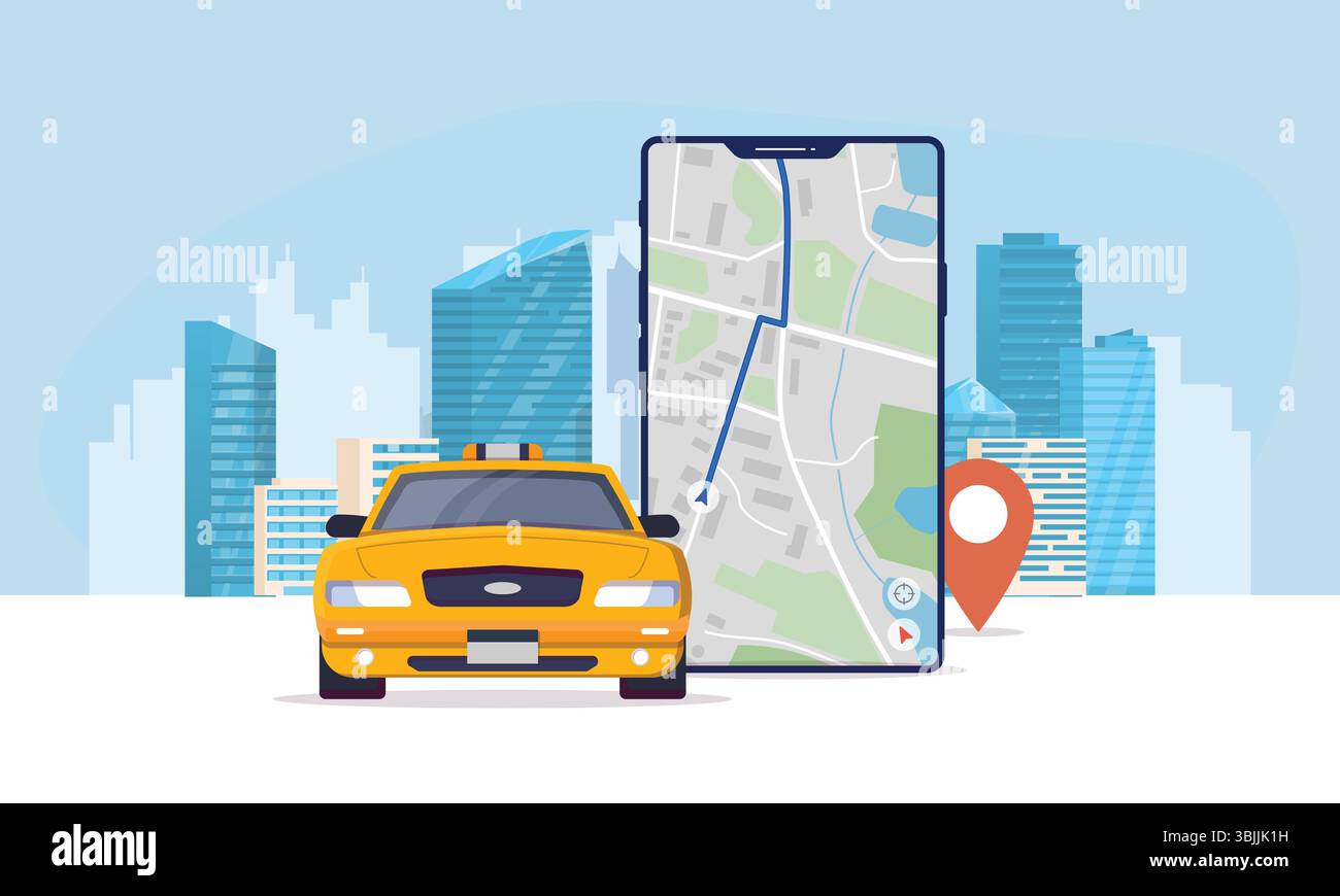 Flat taxi car cartoon Stock Vector Images - Alamy