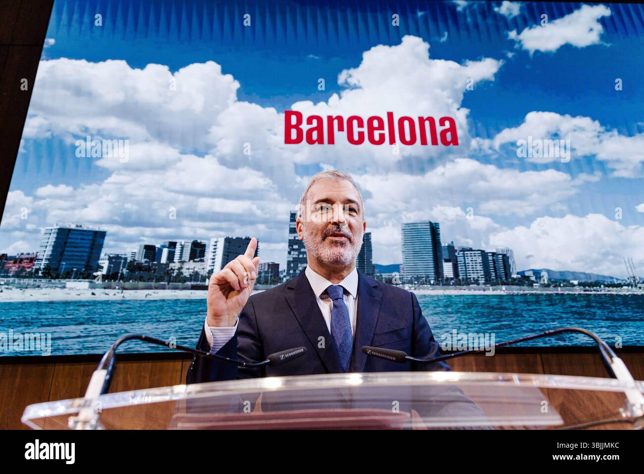 The Mayor of Barcelona, Jaume Collboni, gives the conference 'Barcelona ...