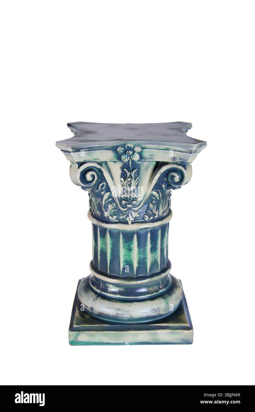 Ancient column pedestal isolated on white background, Classical Greek ...