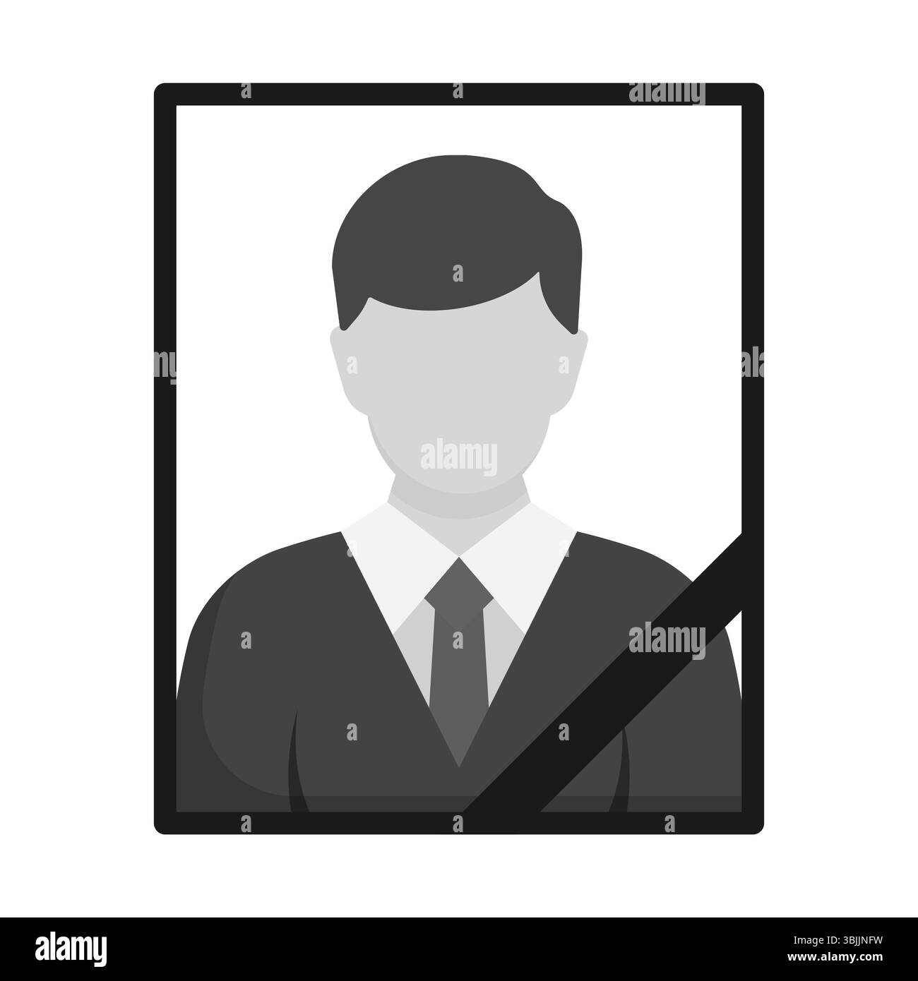 Simple flat-style illustration of a man s funeral photo with a black ...
