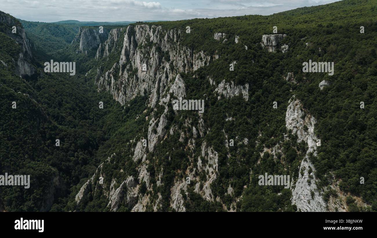Aerial view of Lazar Canyon - Lazarev Kanjon in eastern Serbia ...