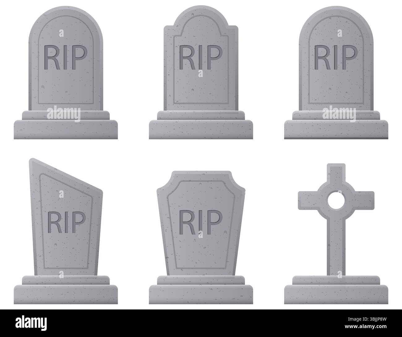 Collection of various gravestone icons with RIP inscriptions. Vector ...