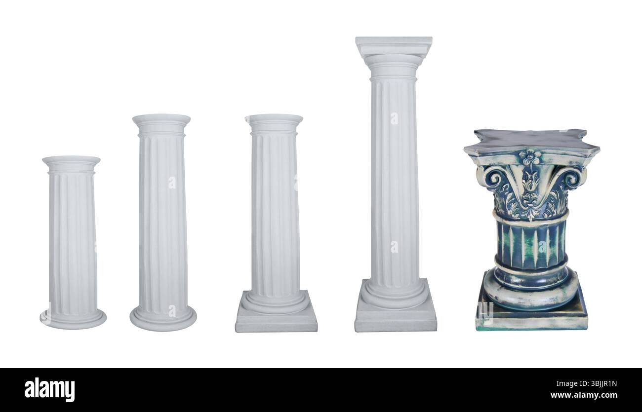 Antique white columns. Roman historical stone colonnade or pillars ...