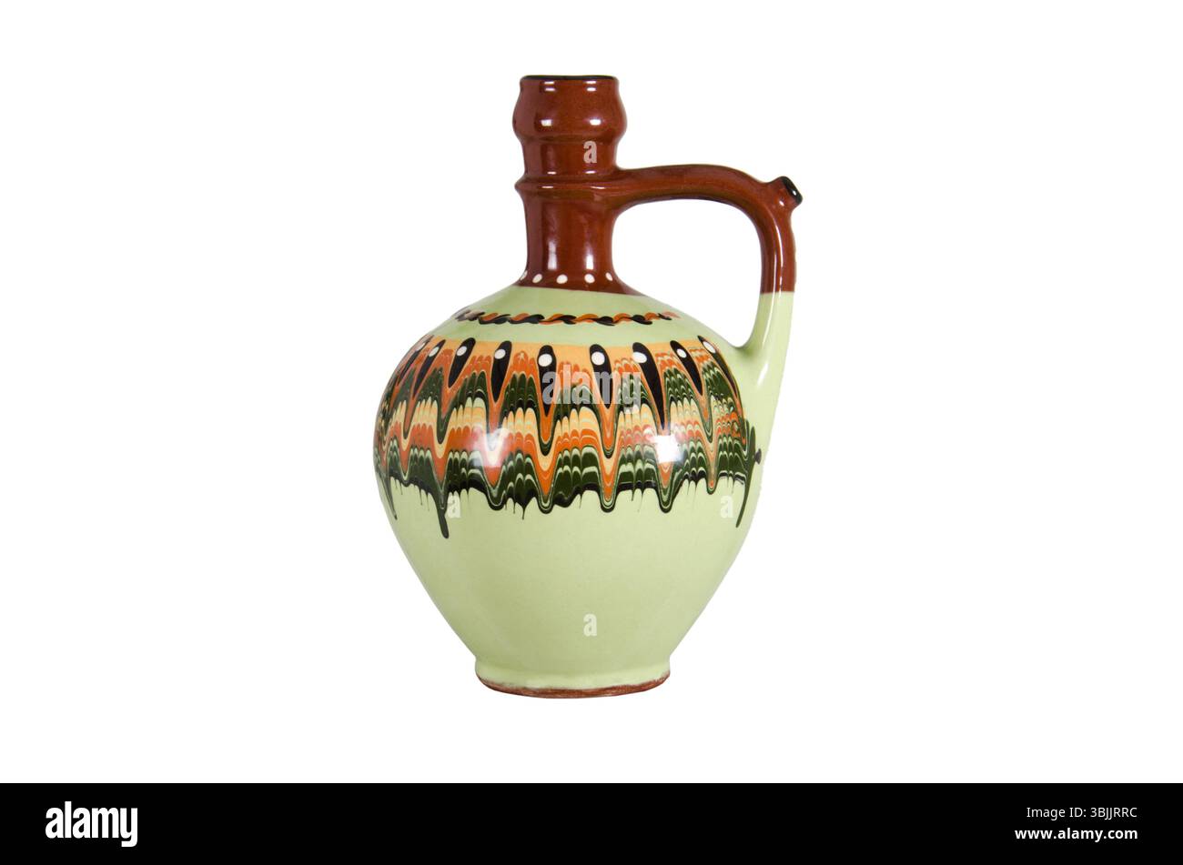 Old ceramic flagon on white background Stock Photo - Alamy